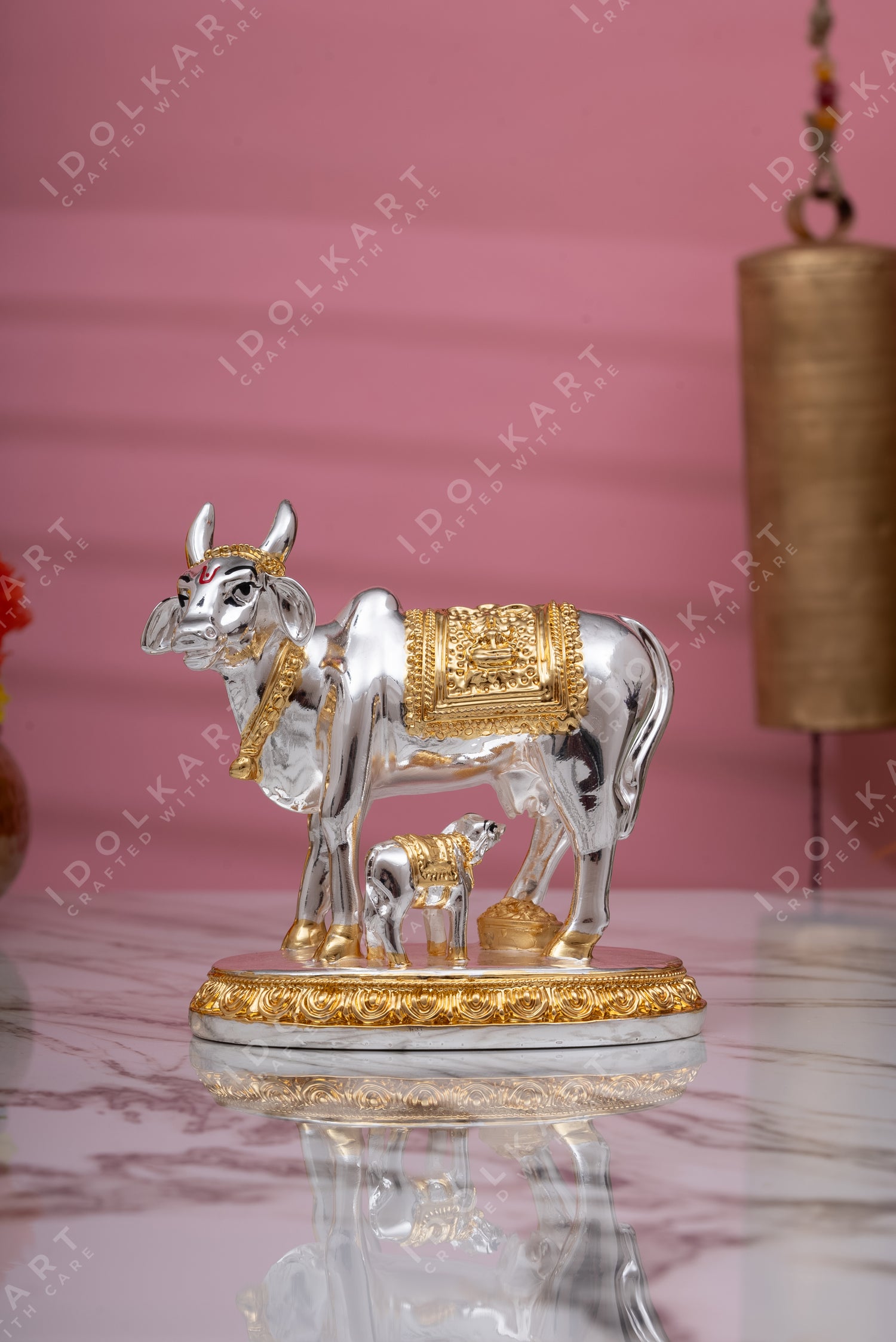 Gold & Silver Coated Kamadhenu Idol