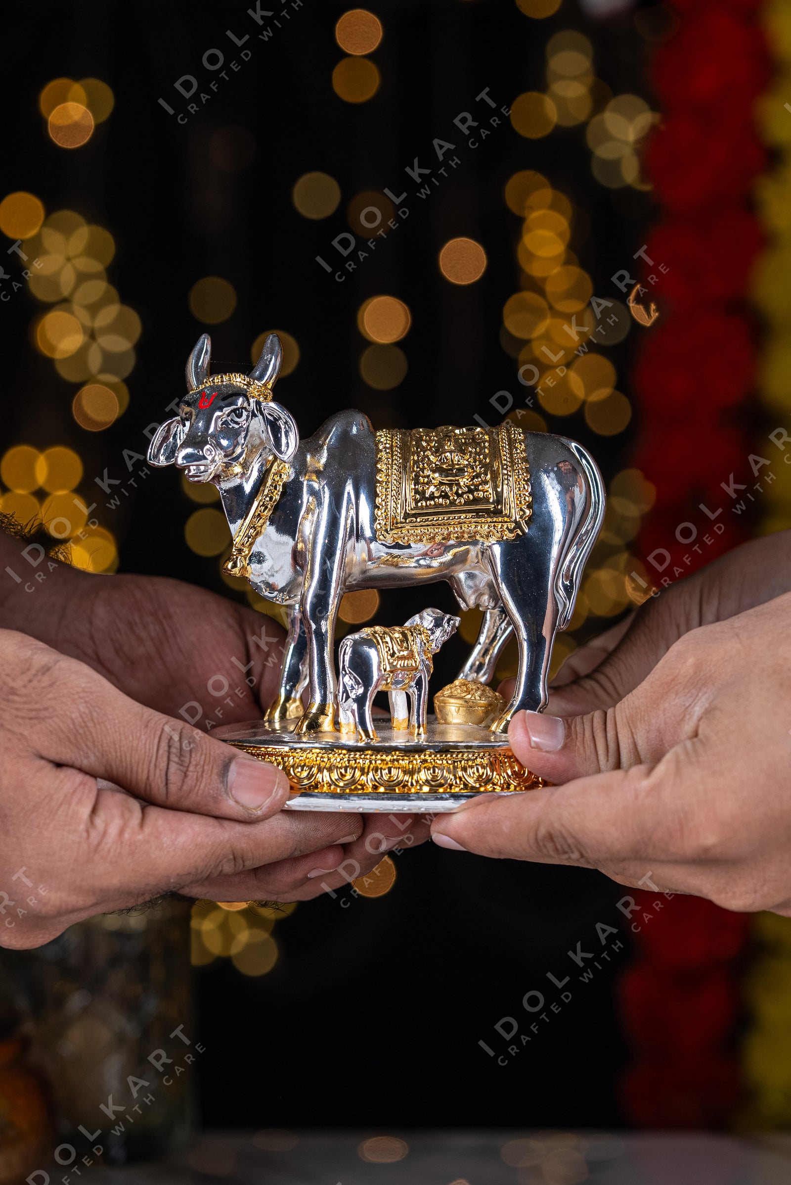 Gold & Silver Coated Kamadhenu Idol